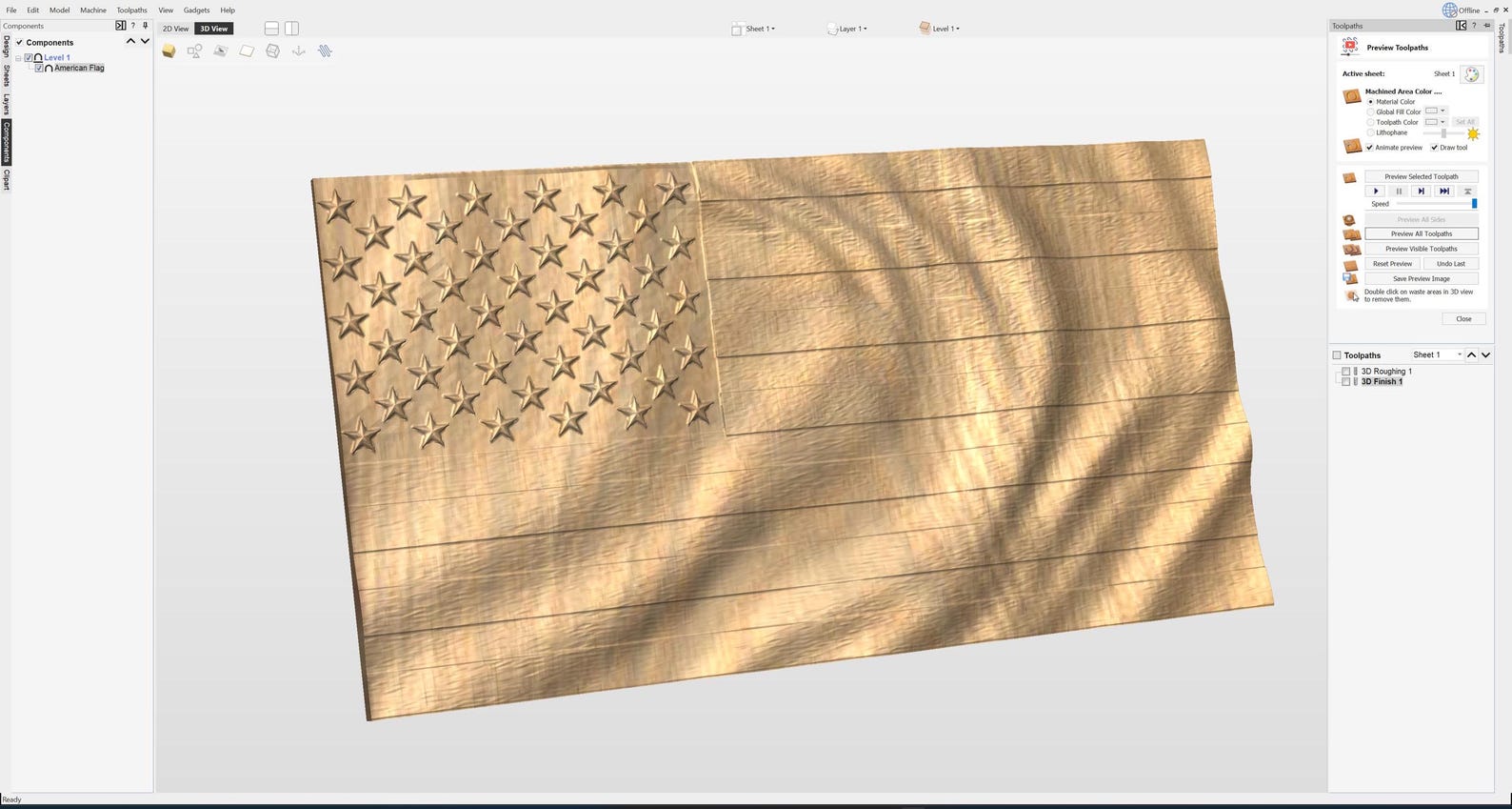 Waving American Flag STL File for CNC and 3d Print - Etsy
