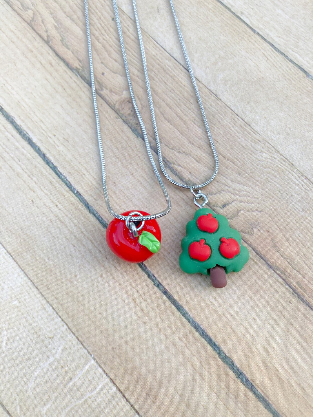 Apple Tree and Red Apple Best Friend Necklace Set - Etsy