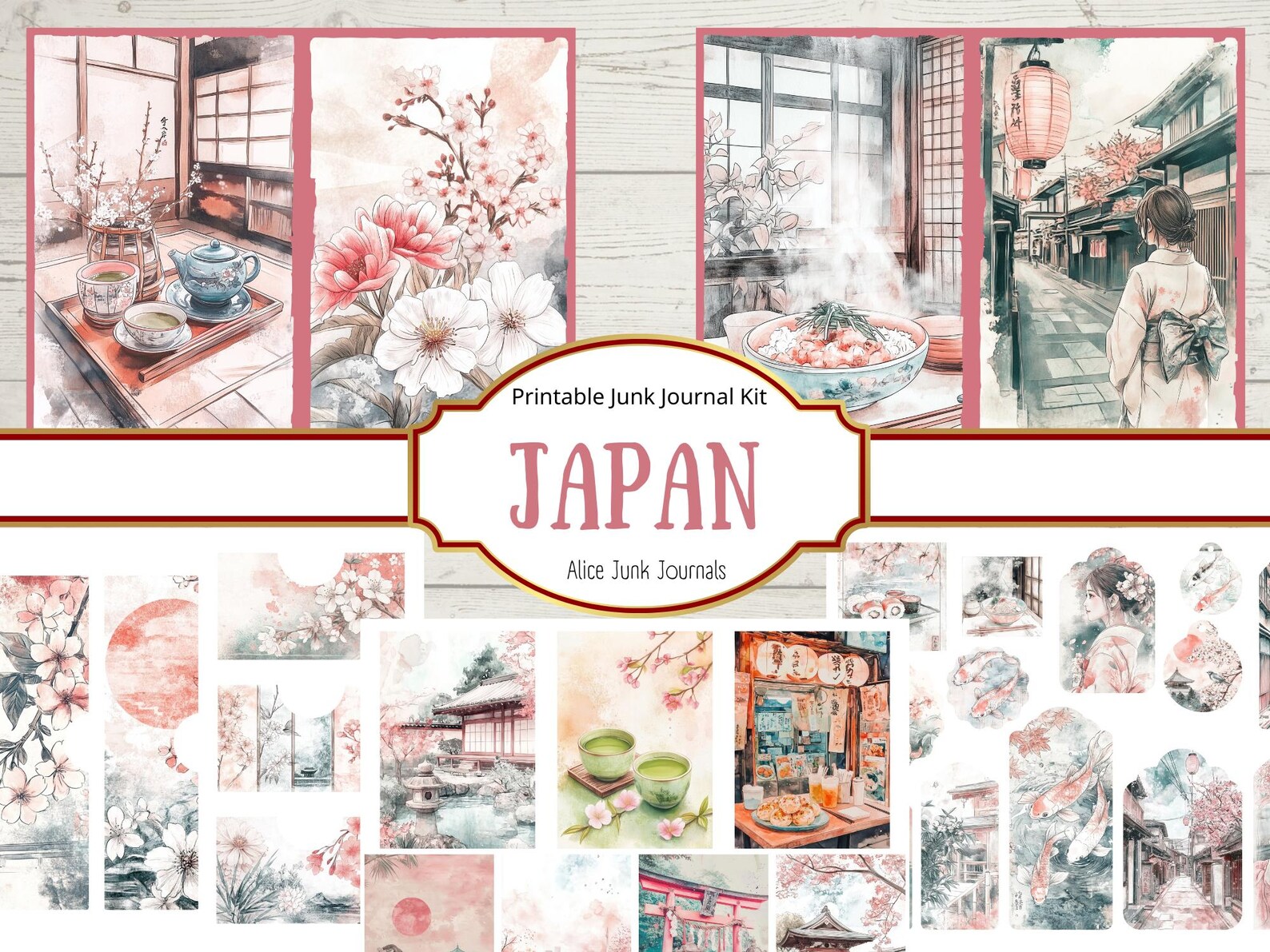 Japan Junk Journal Kit, Japanese Scrapbooking, Scrapbook Ephemera, Junk ...
