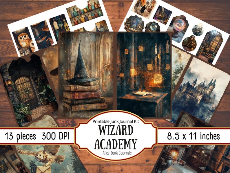 Wizard Academy Junk Journal Kit Witch School Magic Papers Grimoire ...
