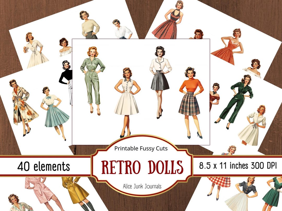 50s 60s Retro Women Ephemera, Vintage Paper Dolls, Fashion Fussy Cuts ...