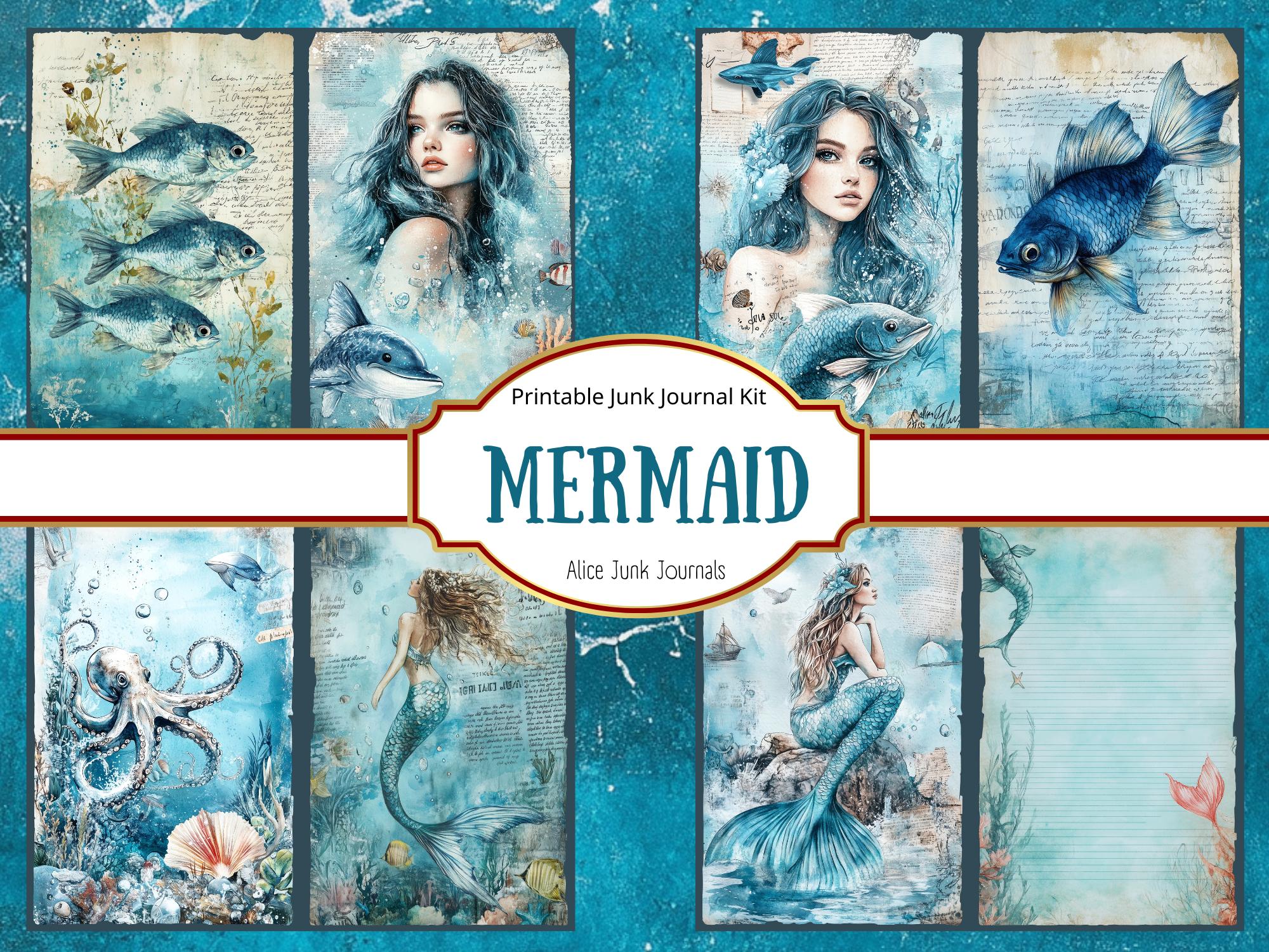 Mermaid Junk Journal Kit, Ocean Digital Paper, Sea Journal Pages ...
