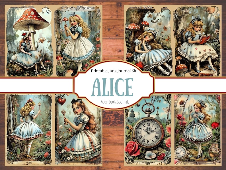 Alice in Wonderland Junk Journal Kit Printable Vintage Ephemera ...