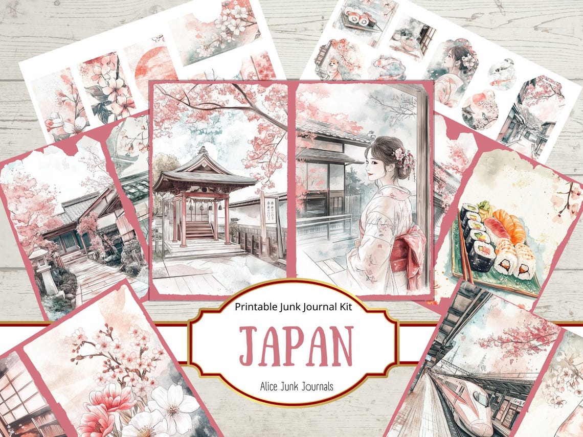 Japan Junk Journal Kit, Japanese Scrapbooking, Scrapbook Ephemera, Junk ...