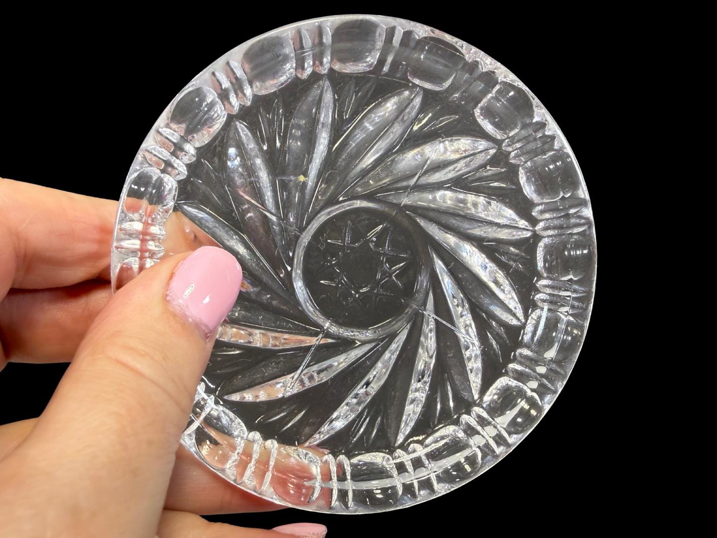 MCM Decor Vintage Cut Crystal Coasters Set of 11 Pinwheel Spiral Glass ...