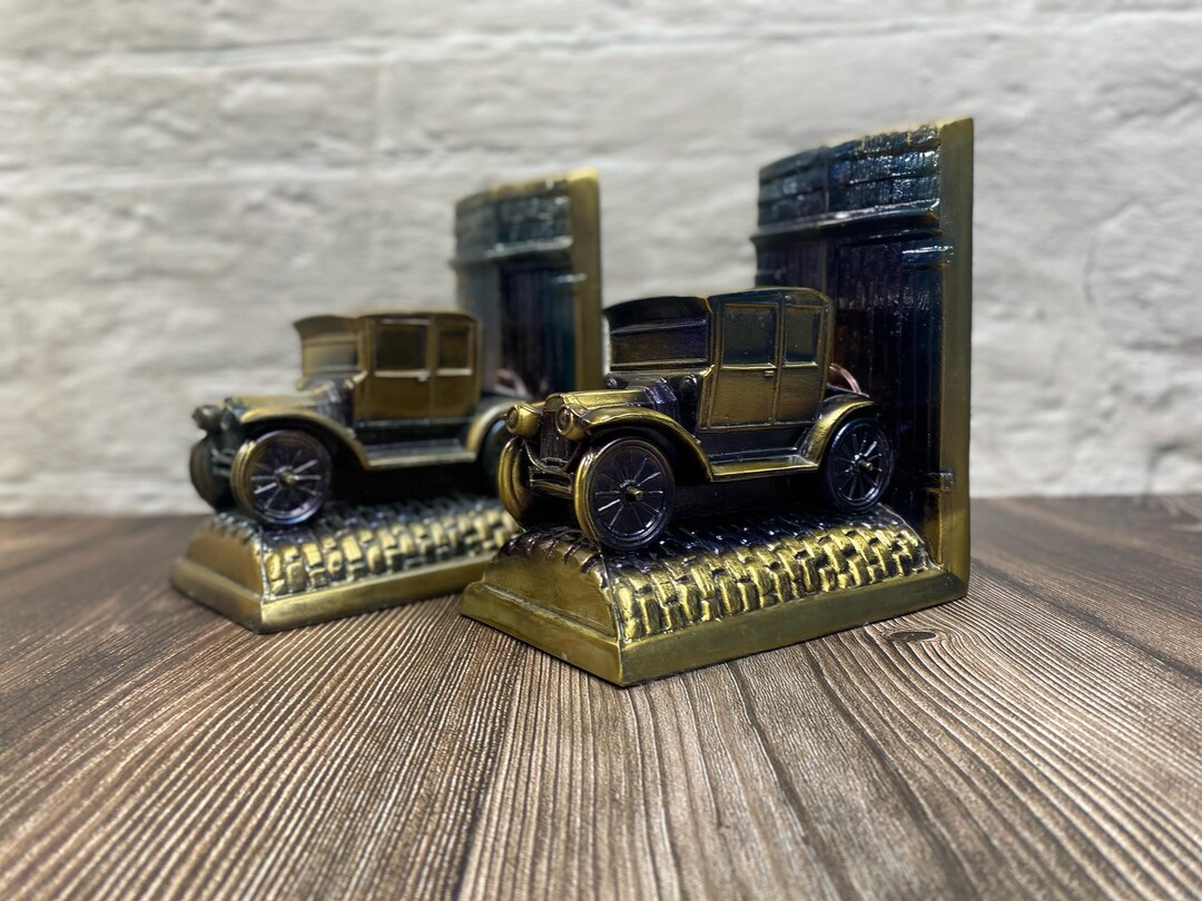 Vintage 1930s Brass Ford Model T Bookends: MCM Library Decor - Etsy