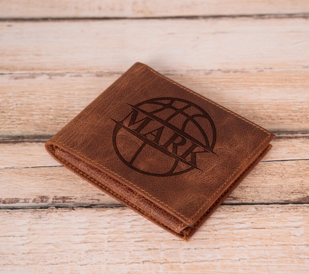 Personalized Basketball Leather Wallet, Engraved Bifold Wallet - Etsy