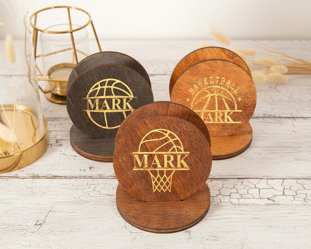 Personalized Basketball Wooden Coaster - Engraved Sports Gift - Etsy