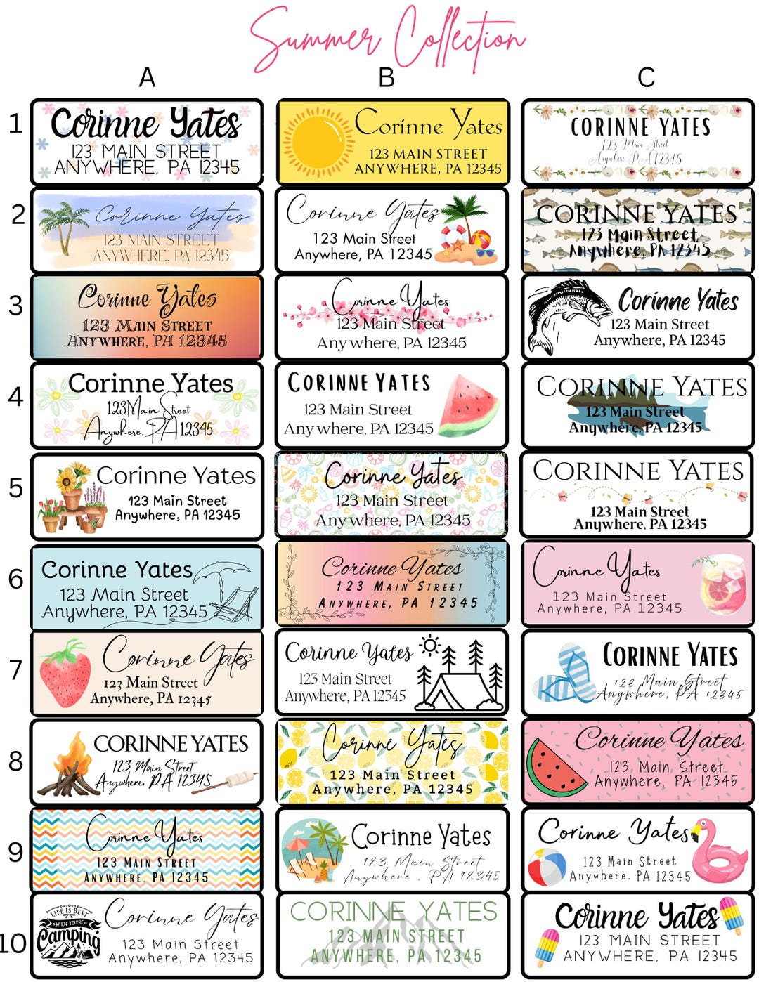 Summer Return Address Labels - Etsy