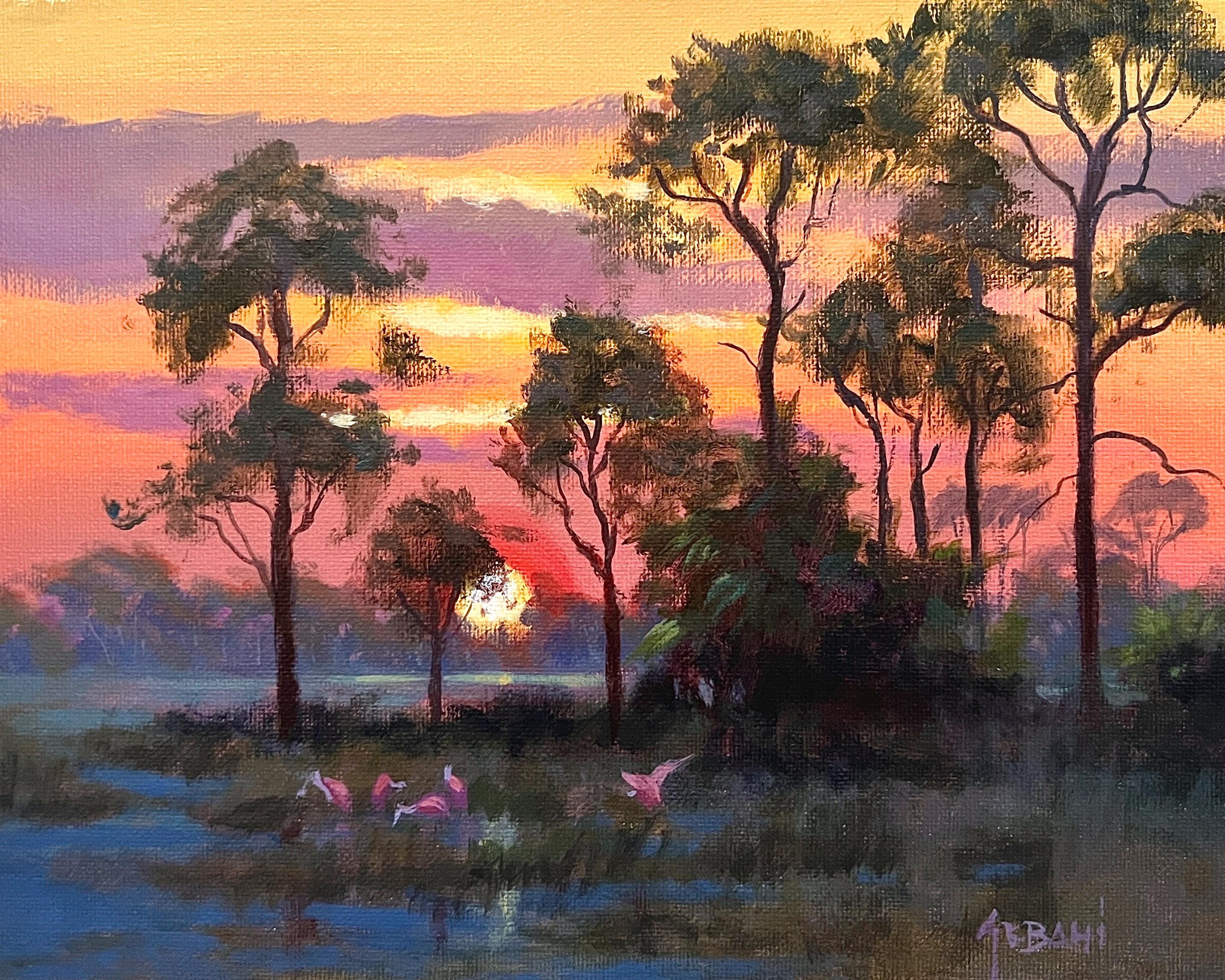 Florida Sunset Between the Pines Landscape Art Print - Etsy