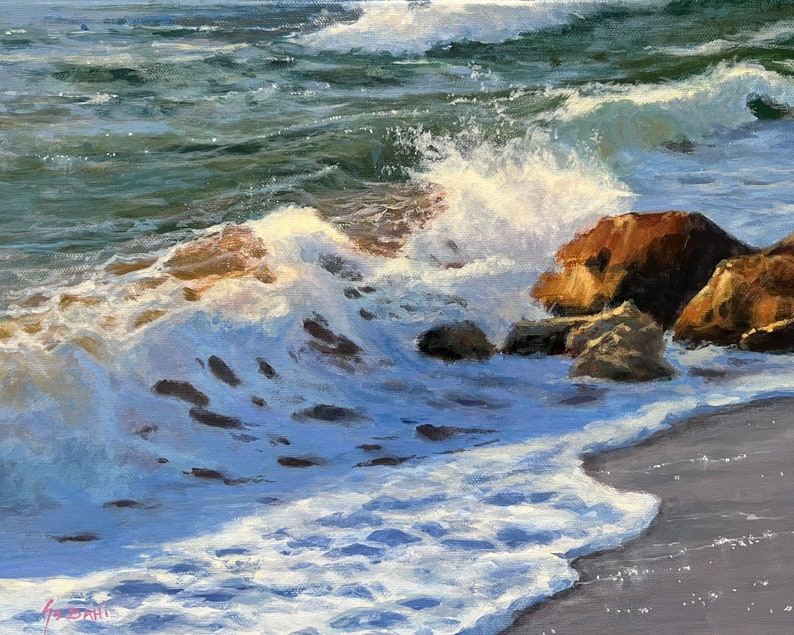 Making a Splash Coastal Seascape Art Print - Etsy