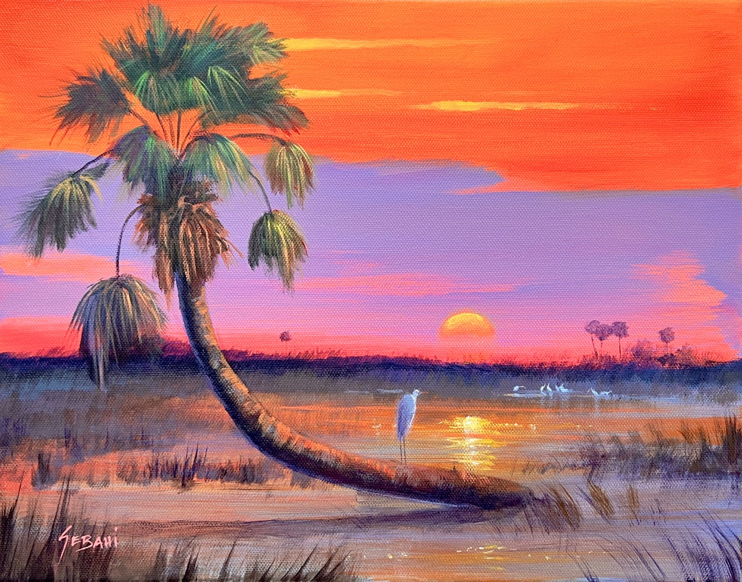 Florida Sunset Wetlands Landscape Art Print by Karim Gebahi - Etsy