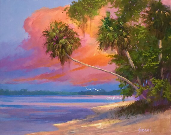 Florida Coastal Landscape at Sunset Art Print - Etsy