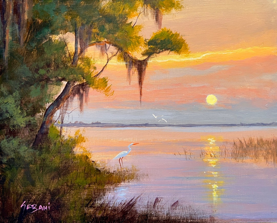 Florida Sunset Tropical Art Print by Karim Gebahi - Etsy