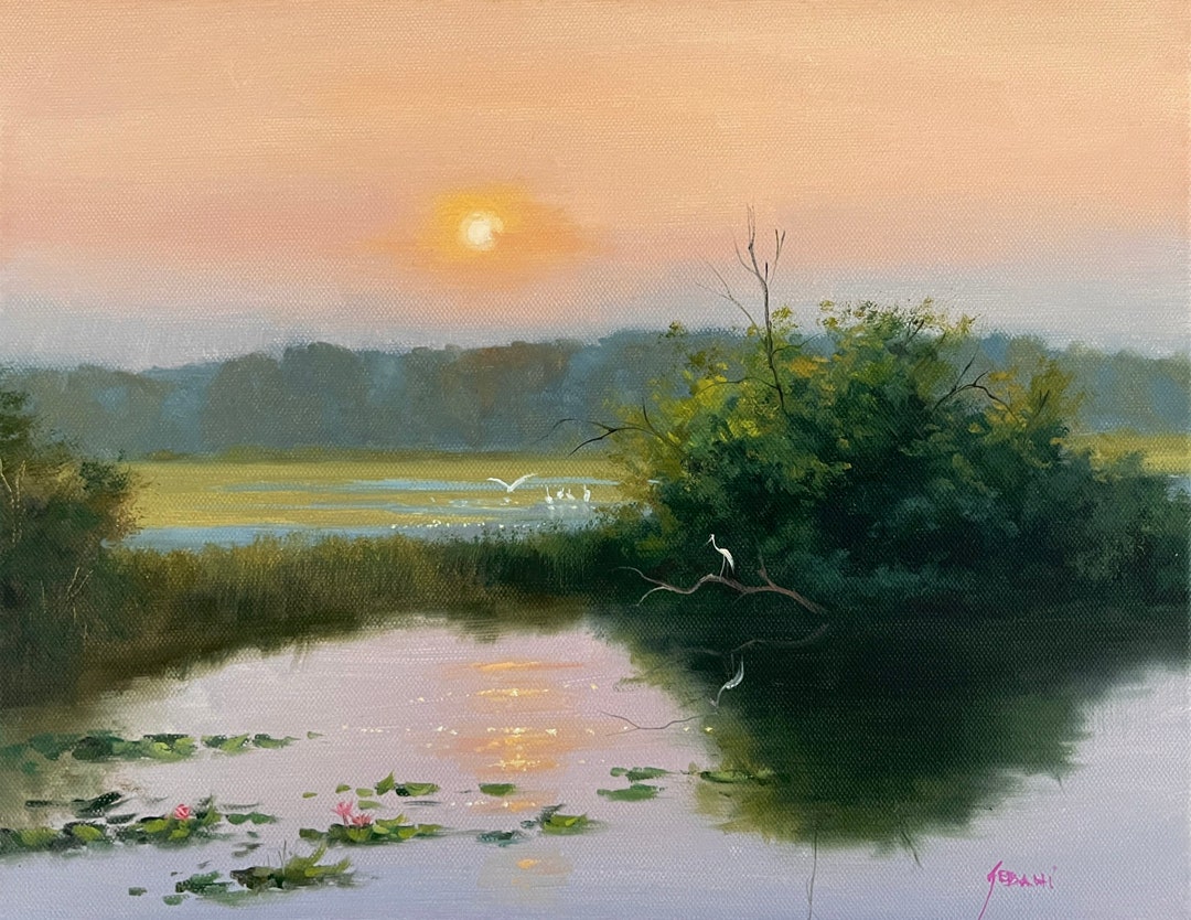 Florida Marsh Sunset and Wildlife Landscape Art Print - Etsy