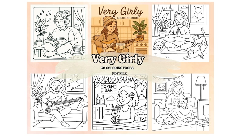 Girl Moments Coloring Book – Cozy Girly Coloring Pages – Digital ...