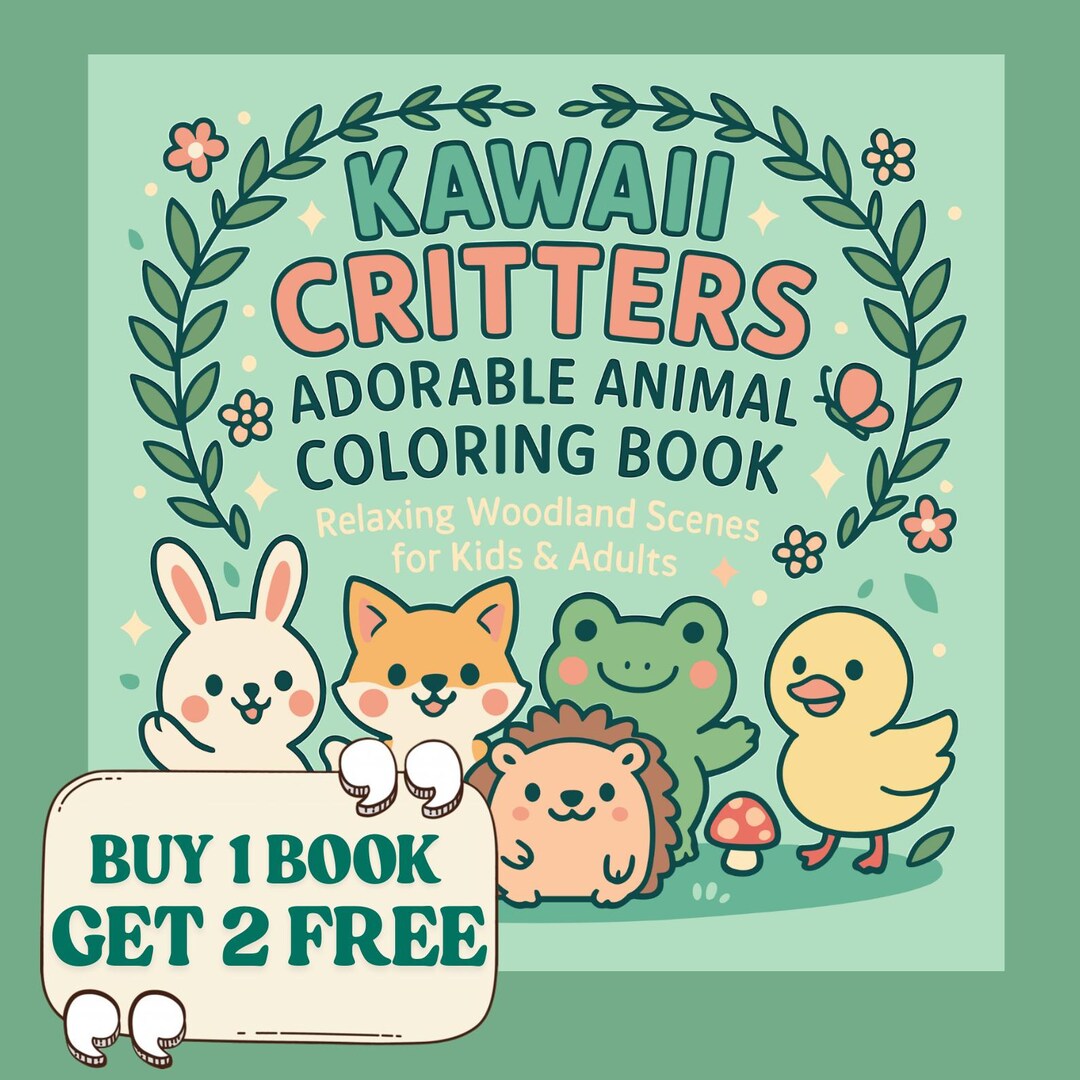 KAWAII CRITTERS Coloring Book – 30 Cute Printable Pages | Digital ...