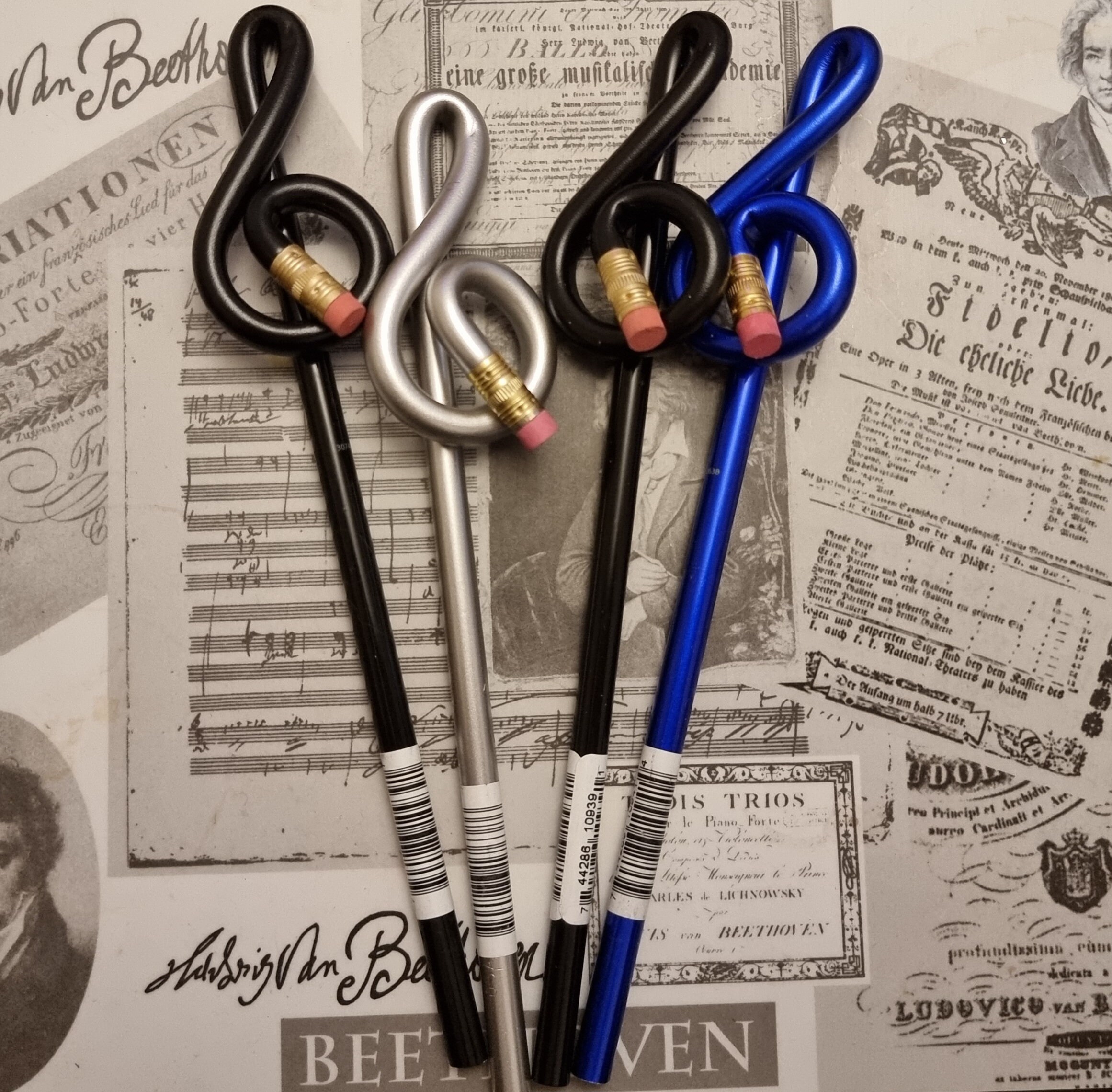 Set of 4 Treble Clef Shaped Pencils Benticles Various - Etsy