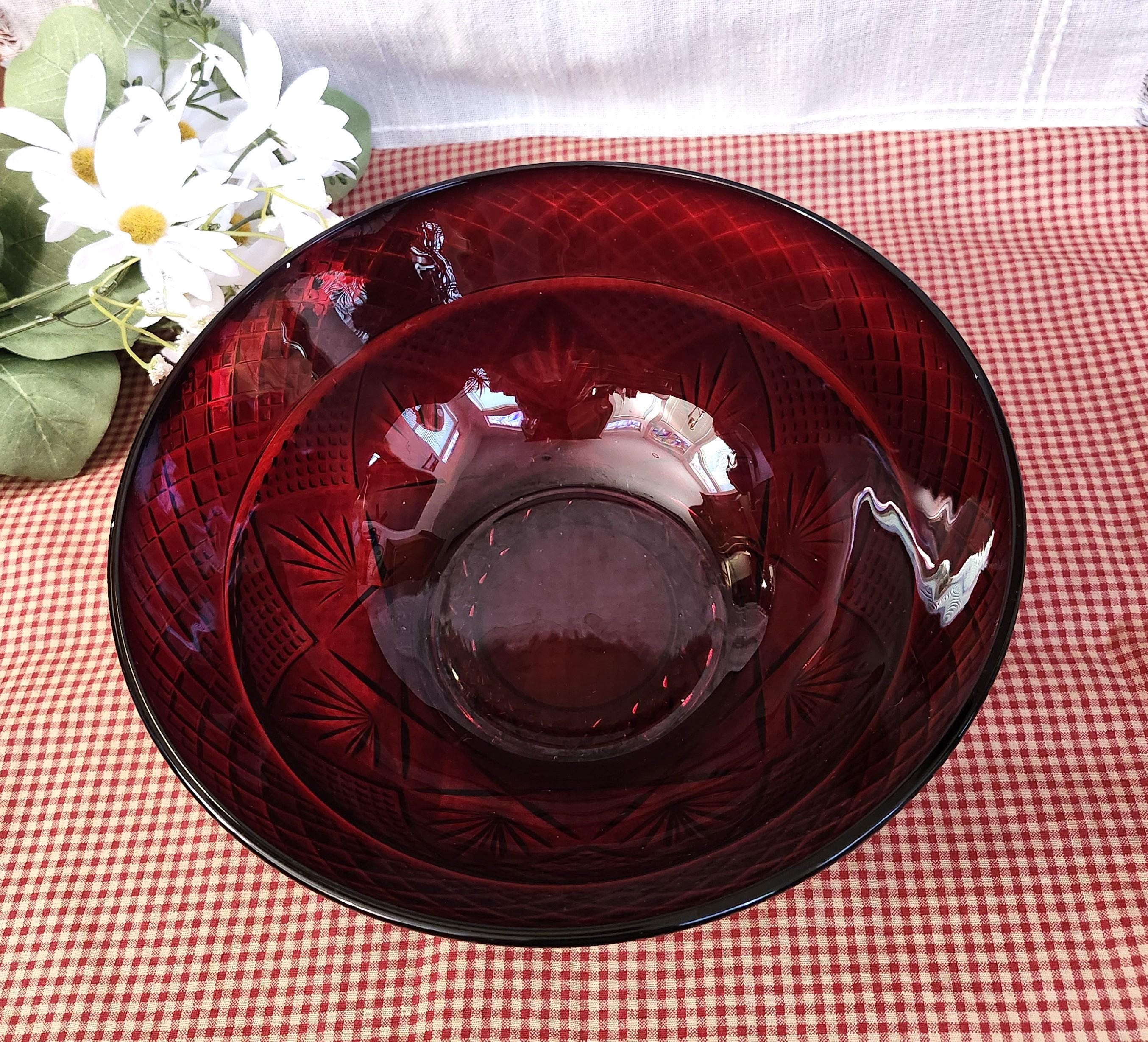 Cristal D’arques Durand Luminarc Ruby Red Etched Glass Vintage Bowl 10 ...