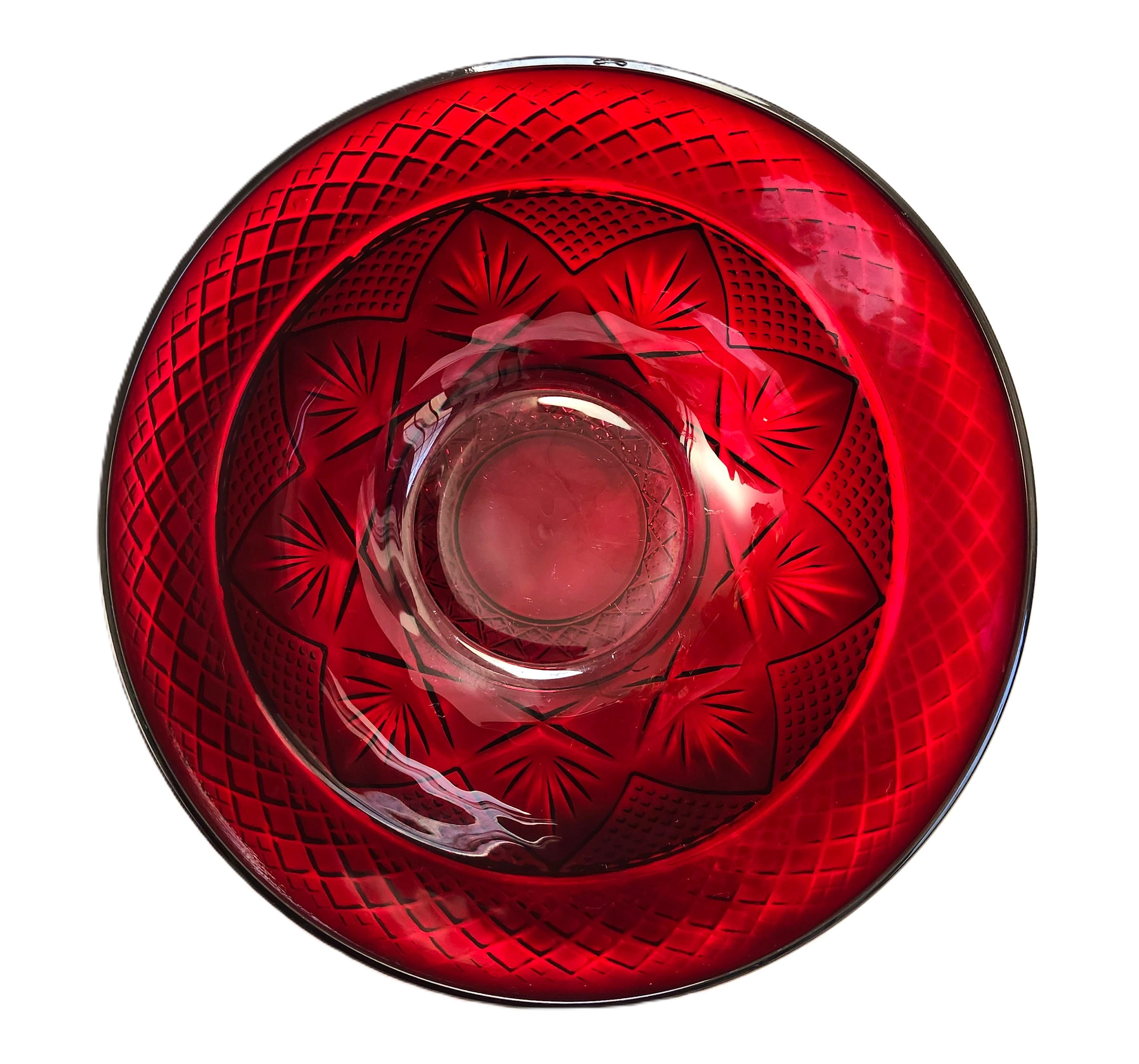 Cristal D’arques Durand Luminarc Ruby Red Etched Glass Vintage Bowl 10 ...