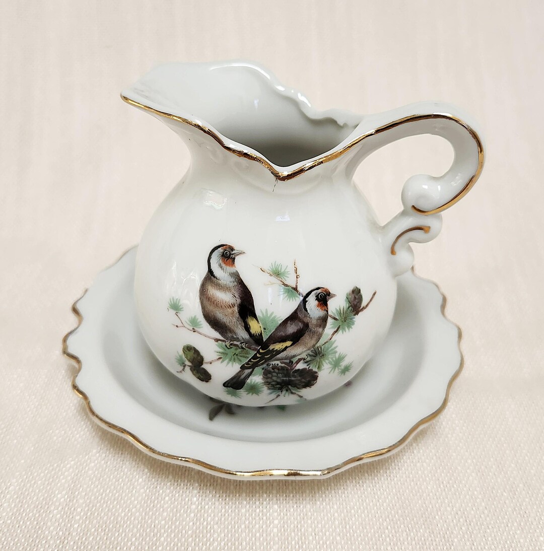 Royal Crown Vintage Pitcher and Saucer With Birds Gold Trim - Etsy