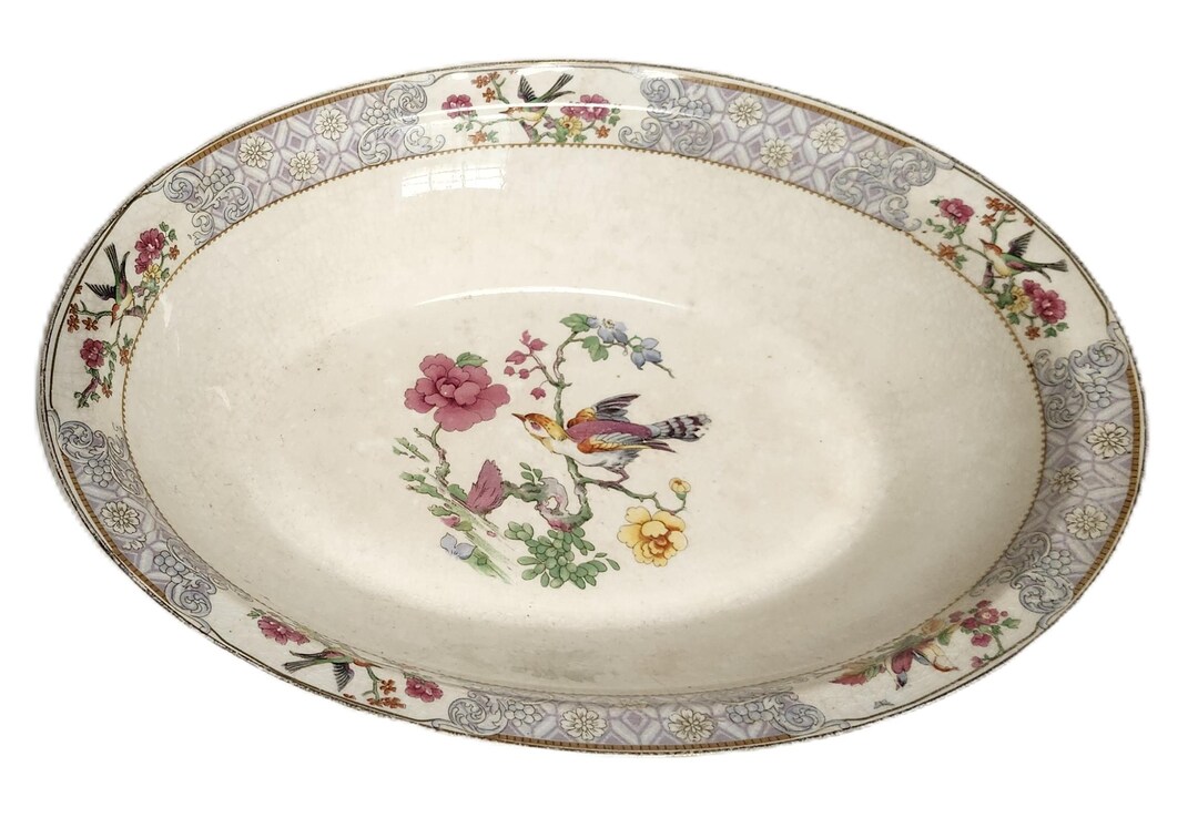 Vintage Johnson Brothers 10 Inch Serving Bowl With Birds and Flowers - Etsy