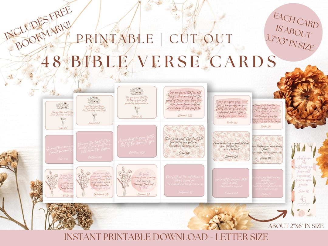 48 Encouraging Bible Verse Cards~ Digital Printable Scripture Cards ...