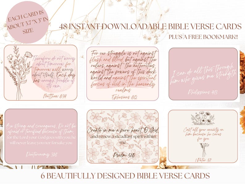 48 Encouraging Bible Verse Cards~ Digital Printable Scripture Cards ...