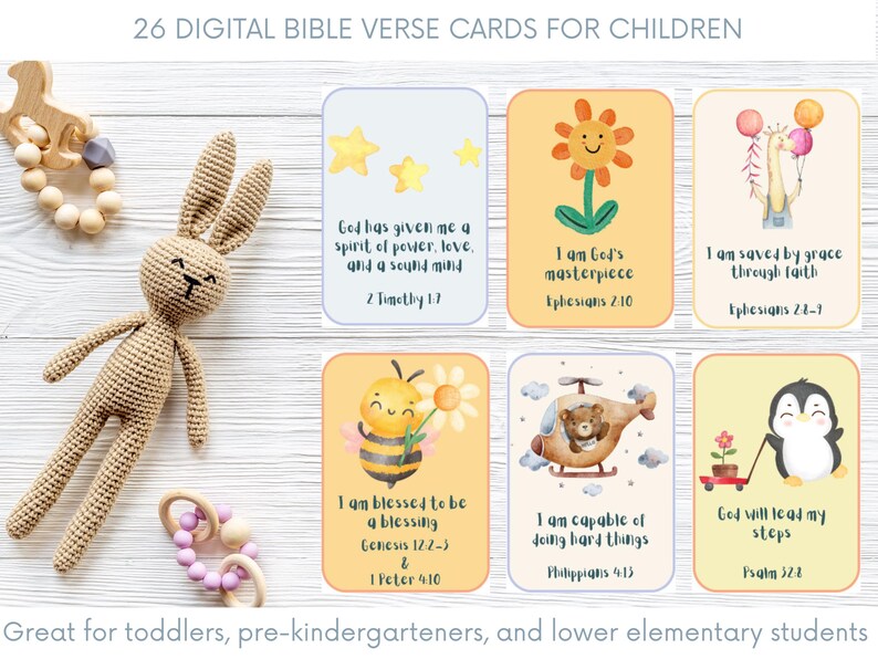 26 Digital Bible Verse Cards for Toddlers~ Pre-schoolers~ Lower ...