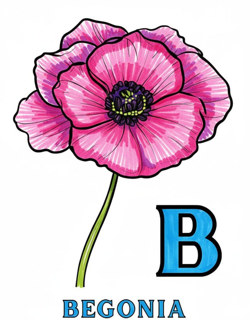 A to Z Flower Coloring Book | Alphabet Garden, All Ages (PDF Pattern ...