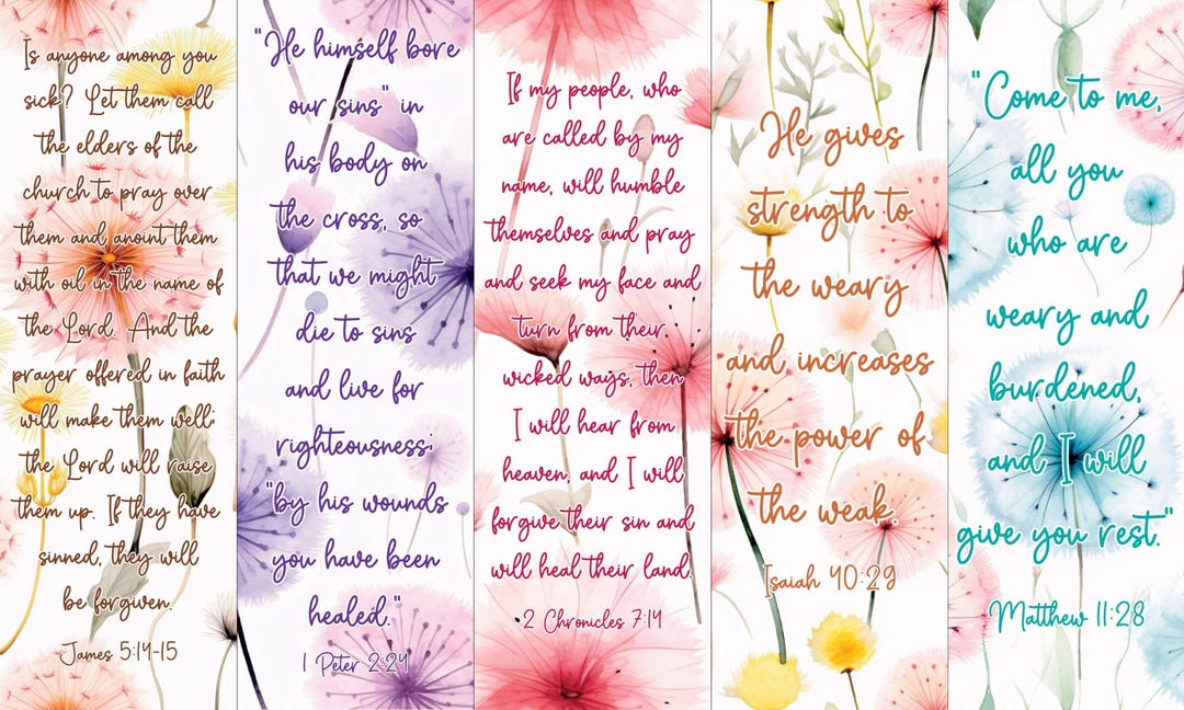 Healing Bible Verses Bookmark Set, Christian Printable Bookmarks, Faith ...