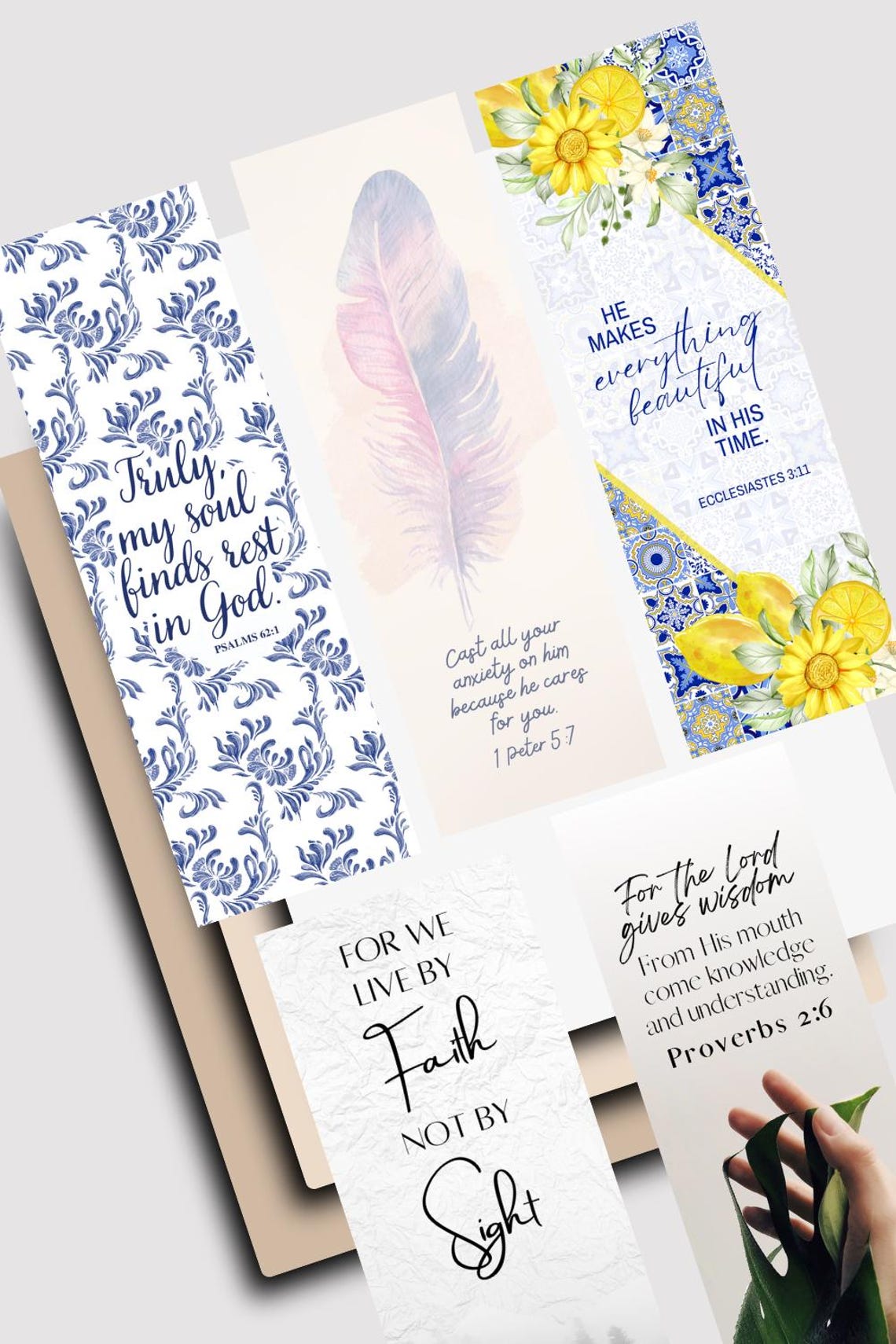 Printable Bible Verse Bookmarks PNG | Christian Scripture Bookmark Set ...