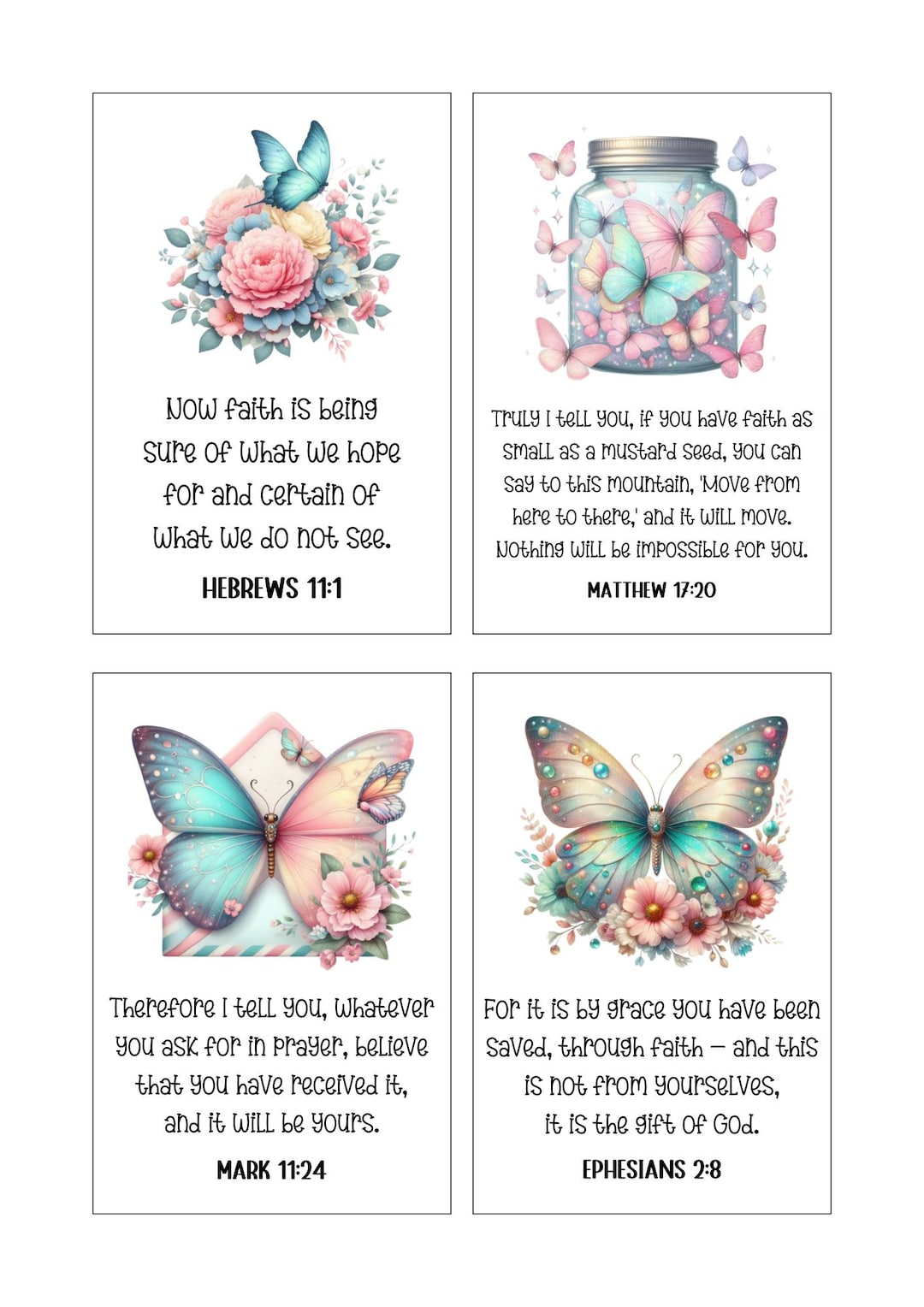 Faith Bible Verse Cards, Christian Scripture, Encouragement (PDF, JPG ...