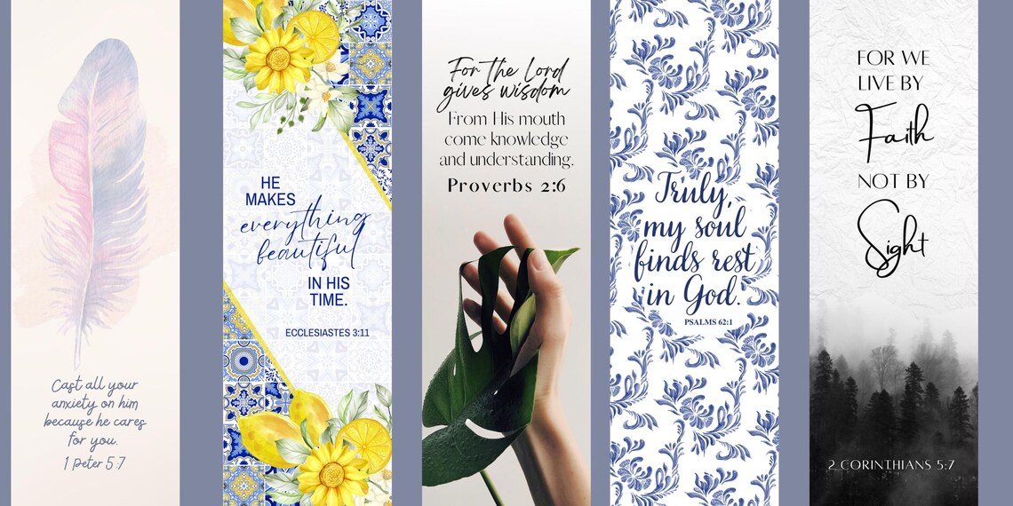 Printable Bible Verse Bookmarks PNG | Christian Scripture Bookmark Set ...
