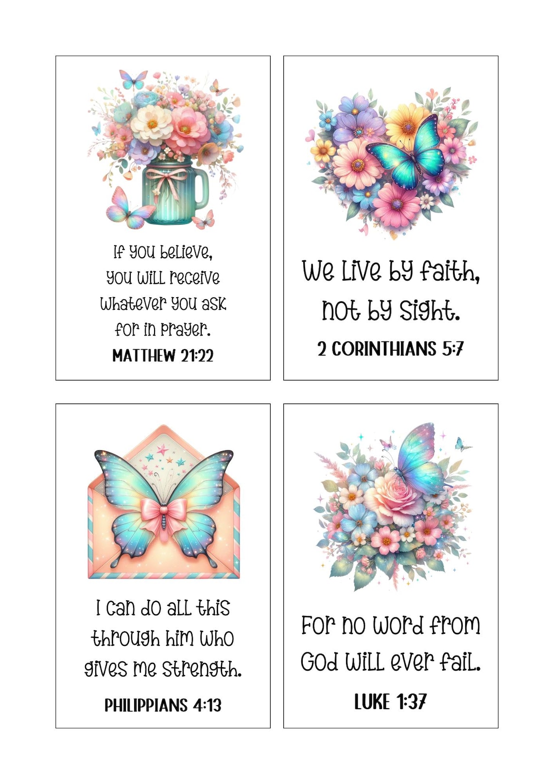 Faith Bible Verse Cards Printable Set, Christian Scripture Cards for ...