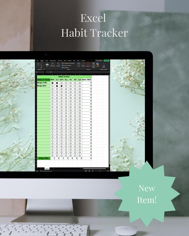 Excel Spreadsheet Habit Tracker - Etsy