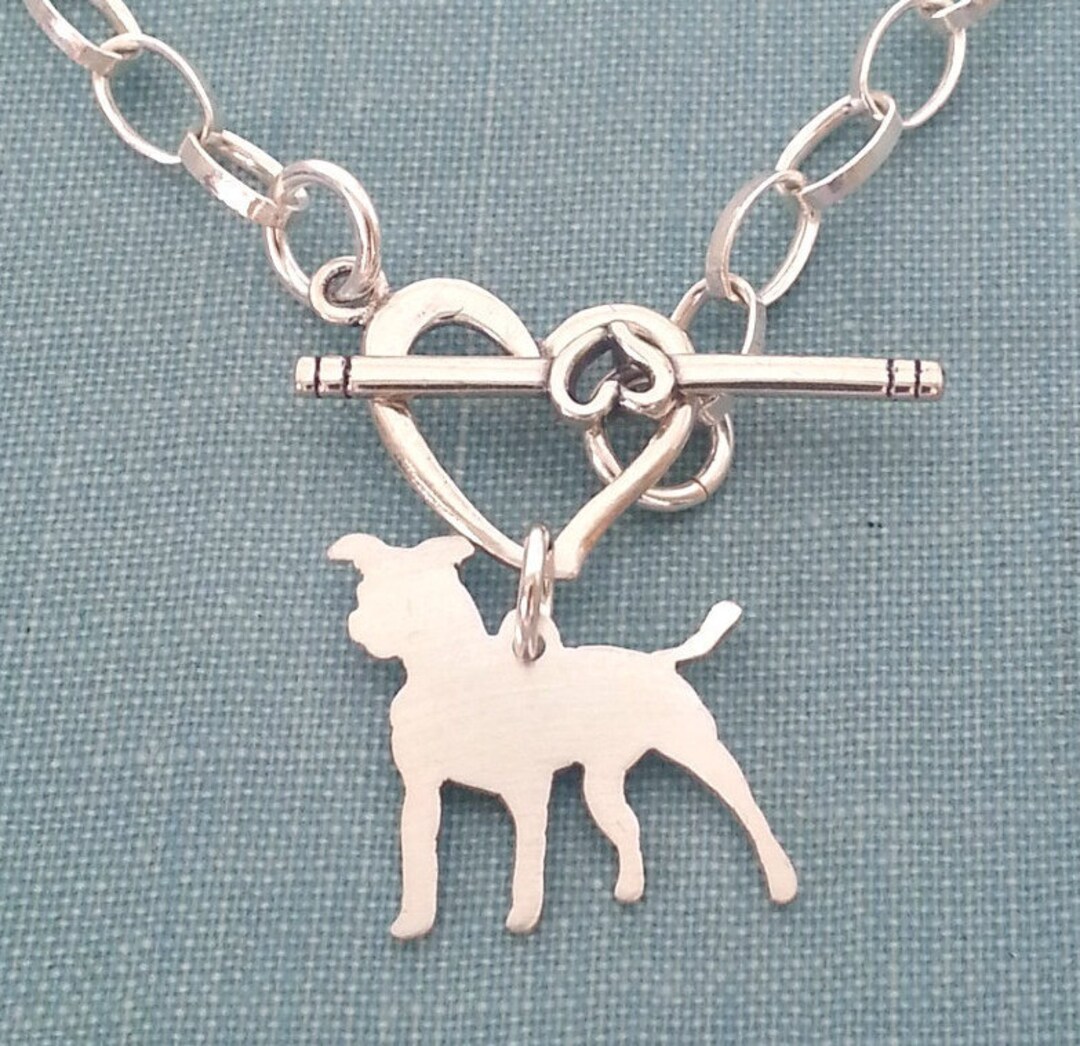 Pitbull Terrier Dog Chain Bracelet, Sterling Silver Personalize Pendant ...