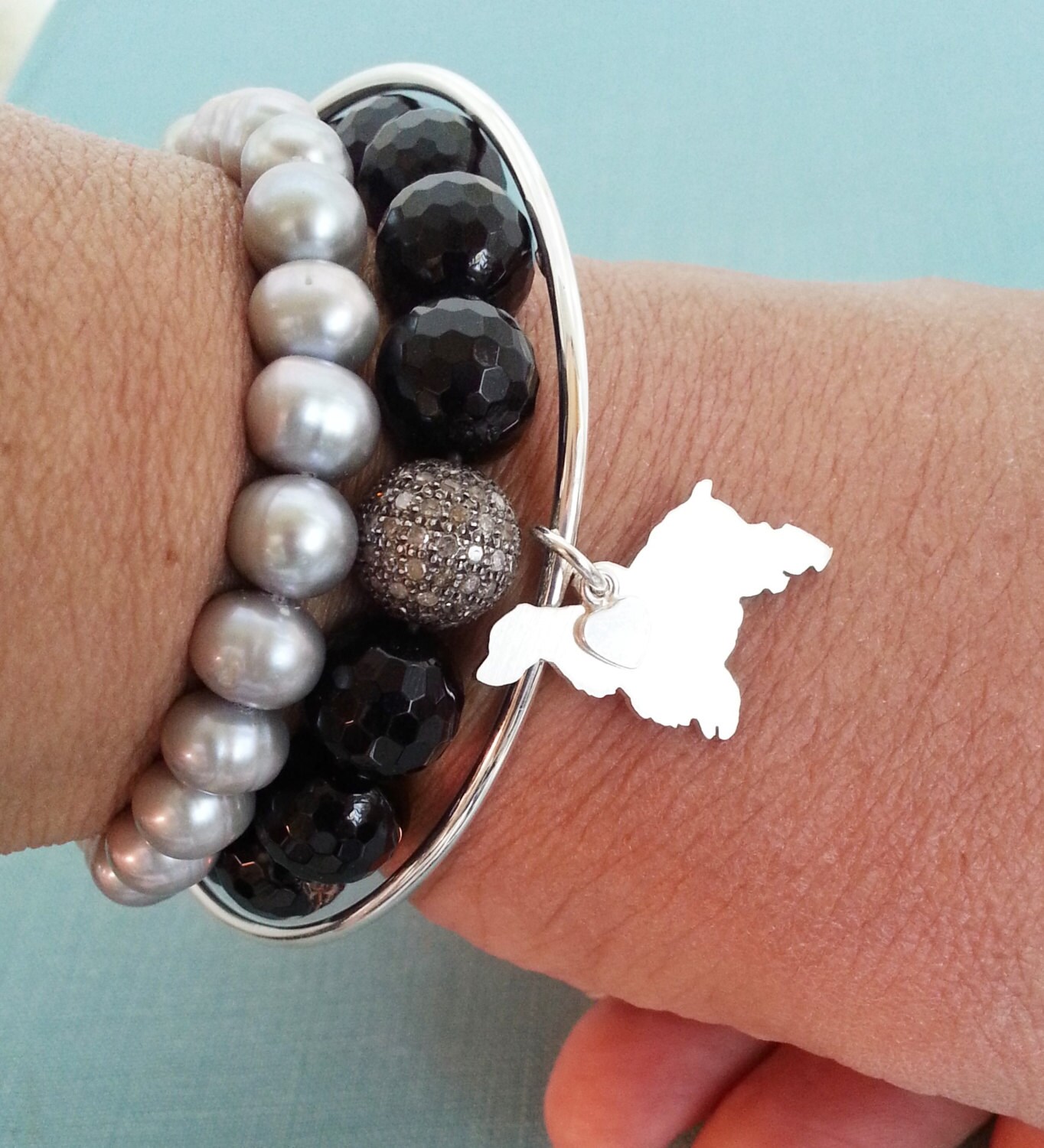 English Cocker Spaniel Dog Bangle Bracelet, Sterling Silver Personalize ...