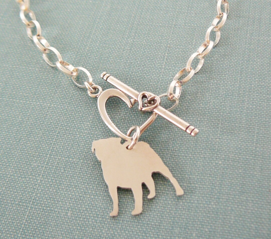 Pug Dog Chain Bracelet, Sterling Silver Personalize Pendant, Breed ...