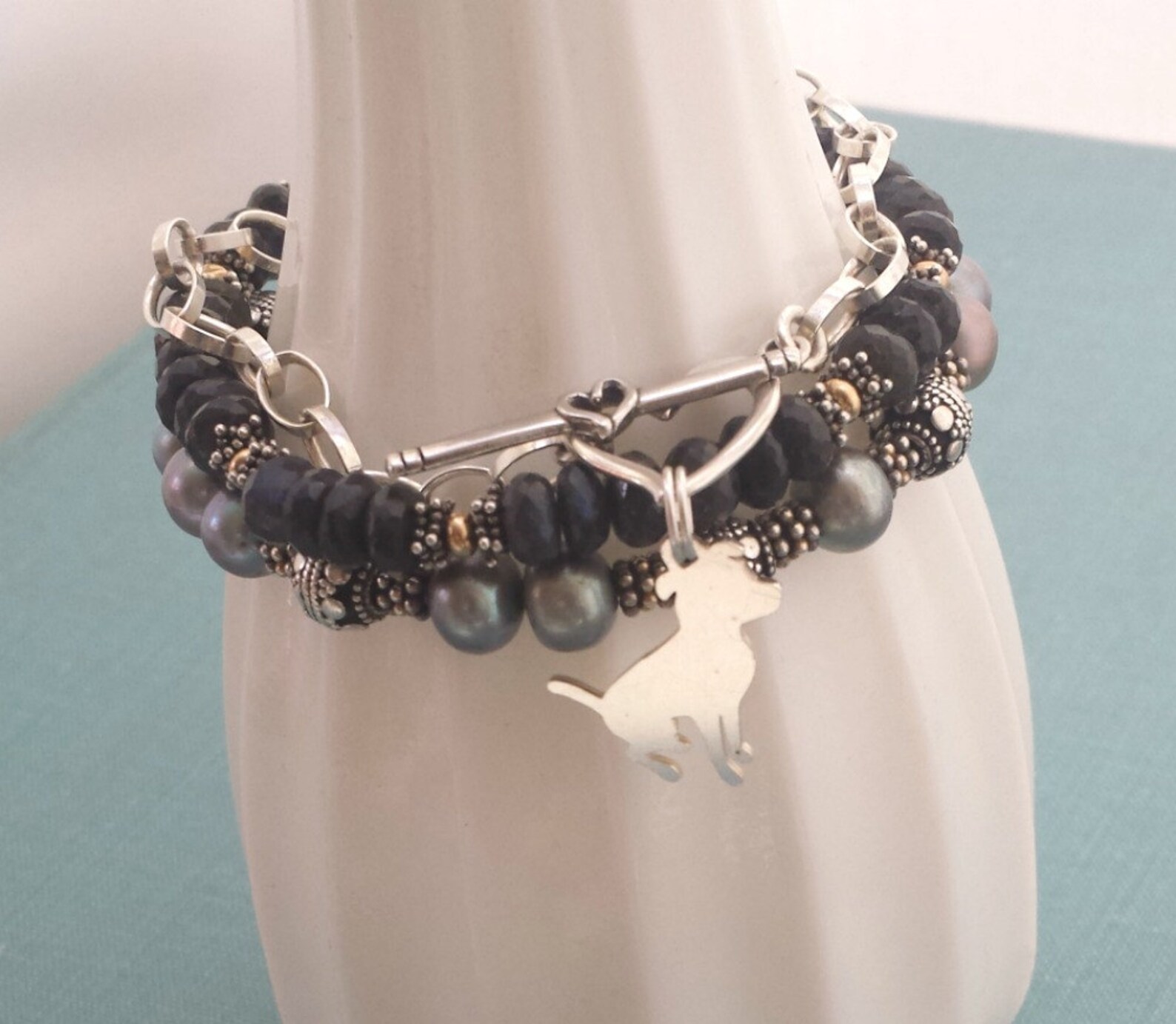 Sitting Pitbull Dog Chain Bracelet Sterling Silver - Etsy