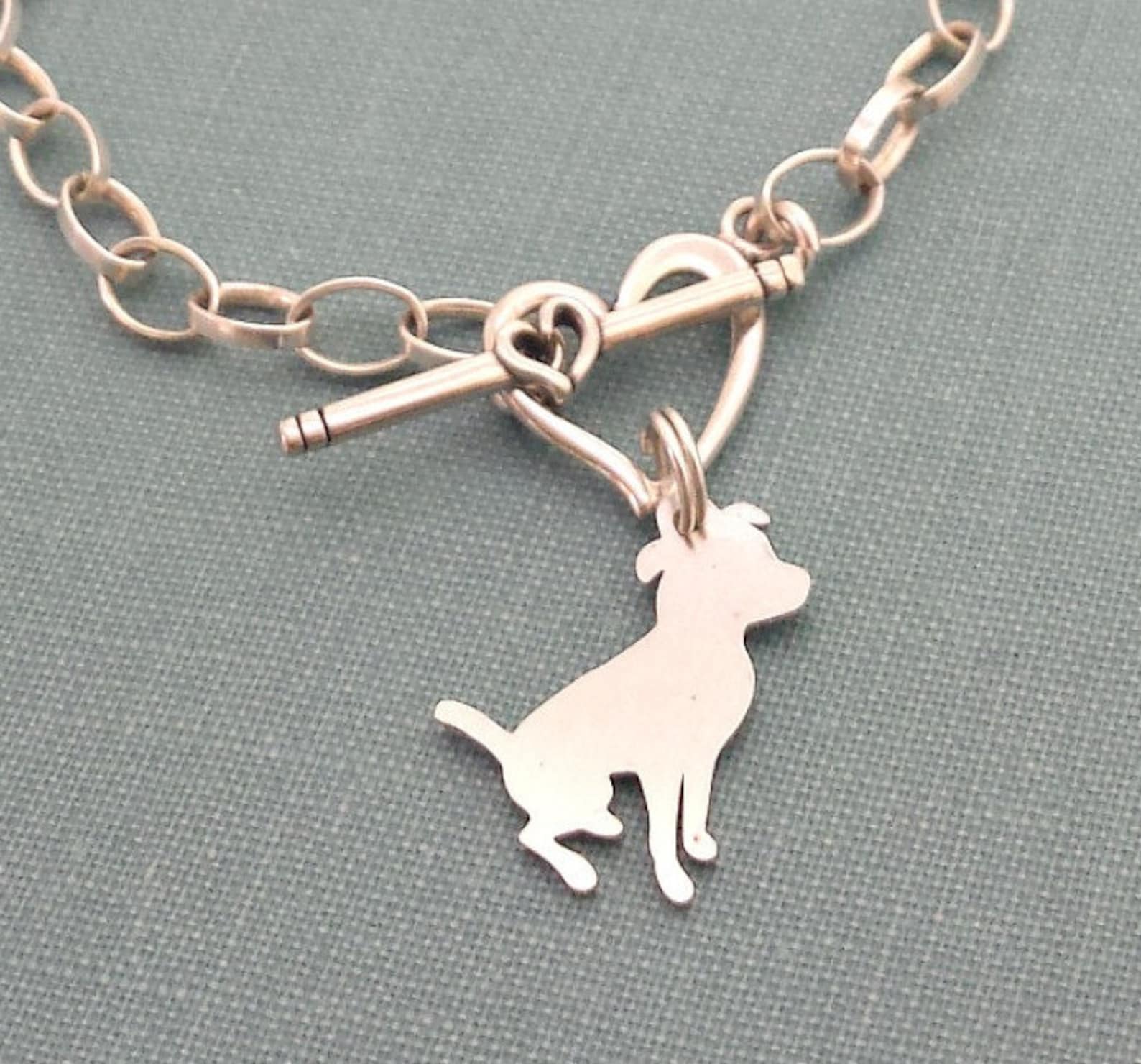 Sitting Pitbull Dog Chain Bracelet Sterling Silver - Etsy