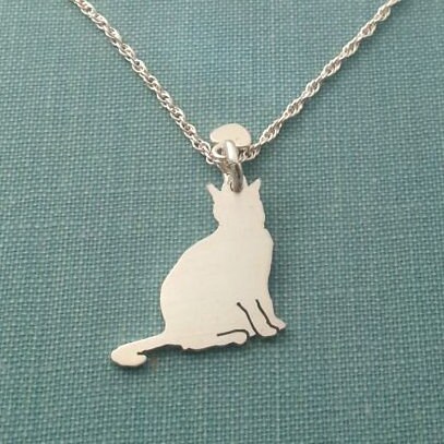 Kitty Cat Necklace Sterling Silver Personalize Pendant | Etsy