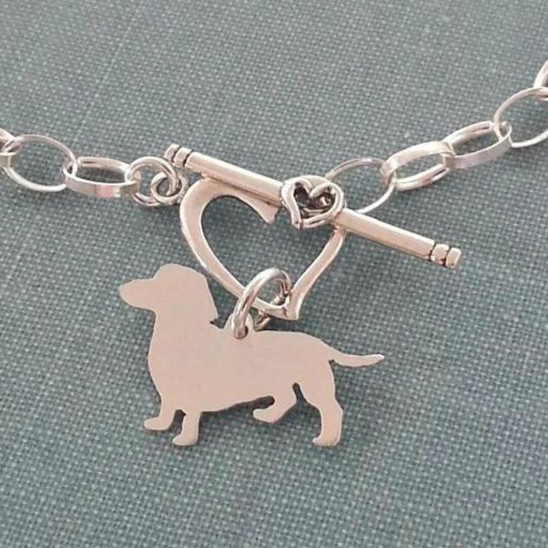 Dachshund Dog Chain Bracelet, Sterling Silver Personalize Pendant ...