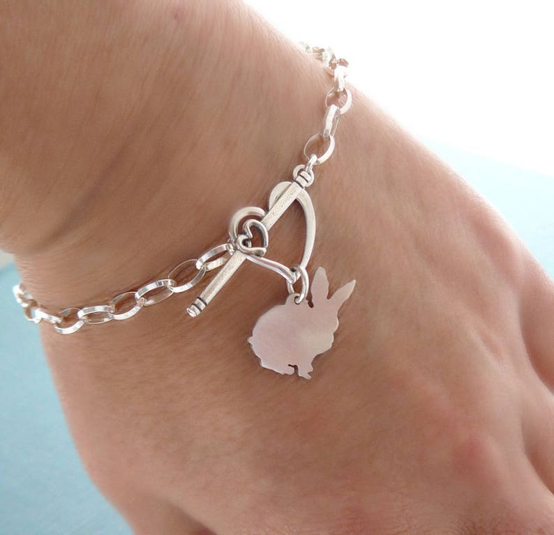 Bunny Rabbit Chain Bracelet, Sterling Silver Personalize Pendant, Breed ...
