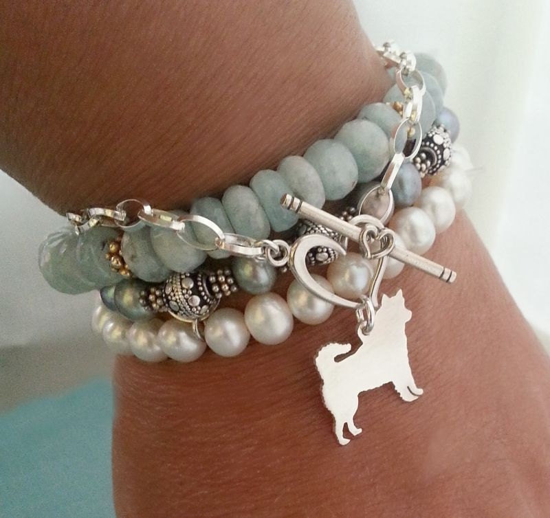 Siberian Husky Dog Chain Bracelet Sterling Silver Personalize - Etsy