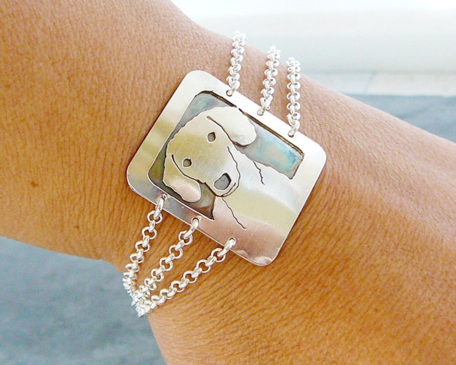 Bracelet Dog Art Sterling Silver Custom Personalized Pet | Etsy