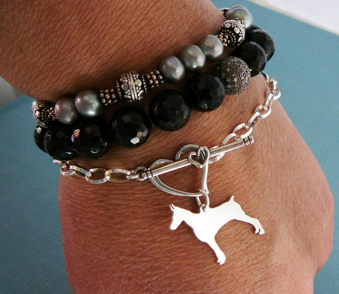 Doberman Pinscher Chain Bracelet Sterling Silver Personalize - Etsy