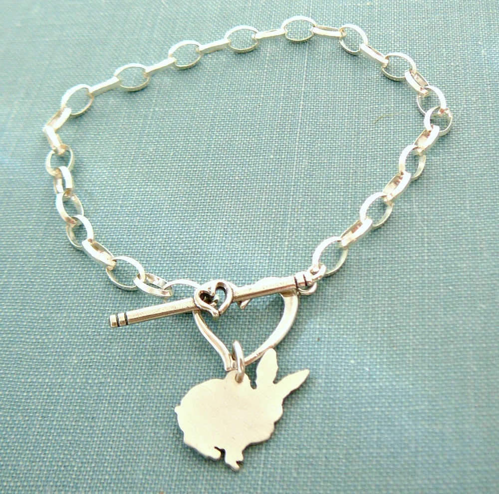 Bunny Rabbit Chain Bracelet, Sterling Silver Personalize Pendant, Breed ...