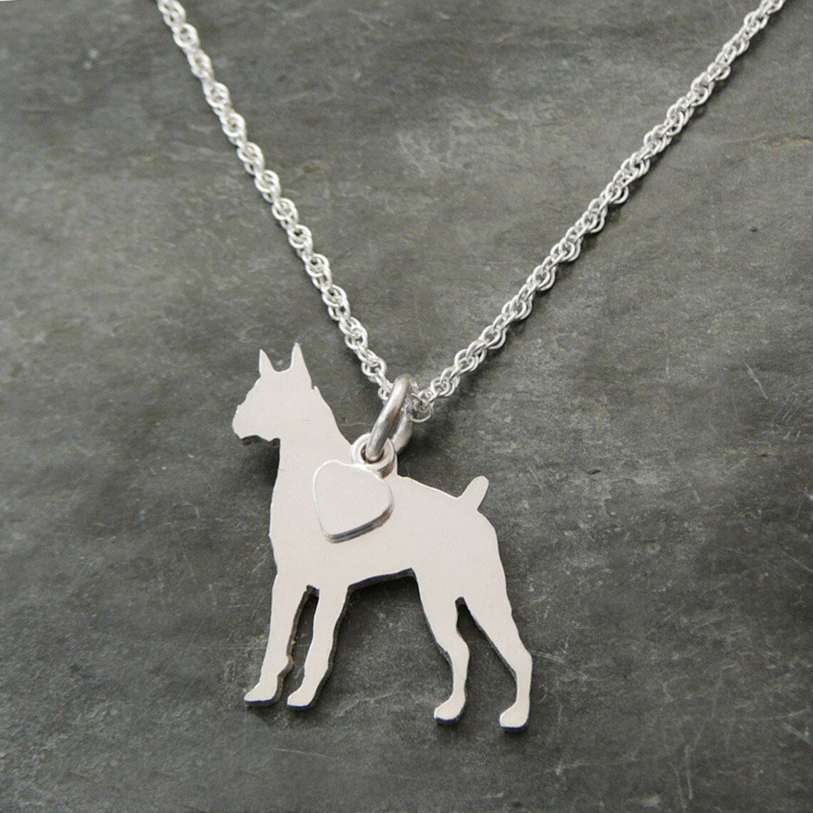 Boxer Dog Necklace, Sterling Silver Personalize Pendant, Breed ...