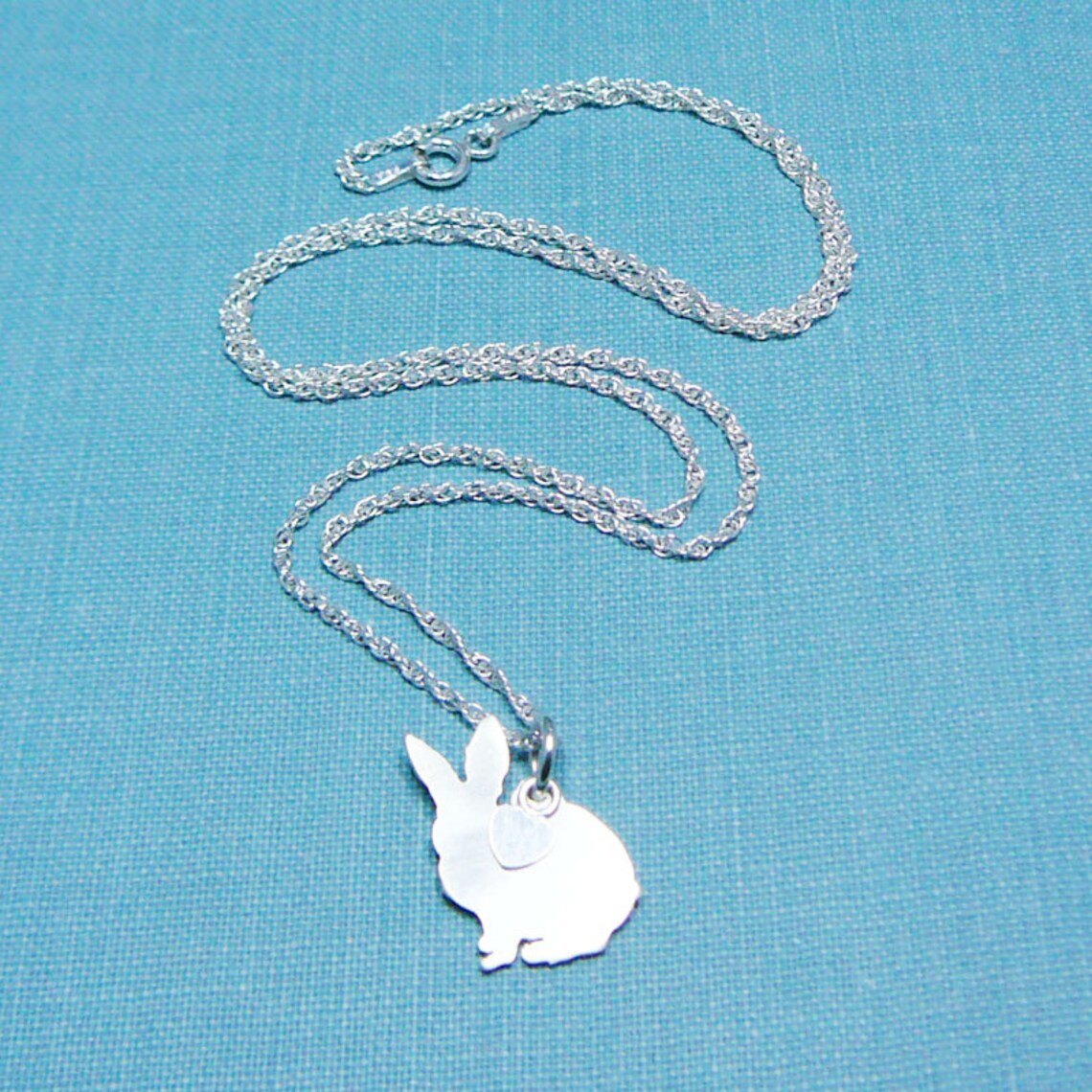 Bunny Rabbit Necklace, Sterling Silver Personalize Pendant, Silhouette ...